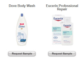Free Dove Body Wash & Eucerin Lotion Samples